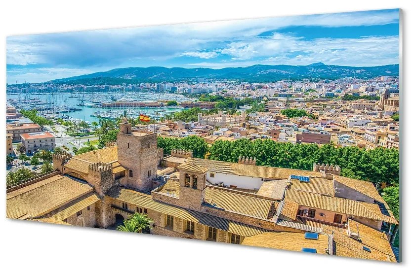 Obraz na skle Španělsko Port pobřeží město 100x50 cm