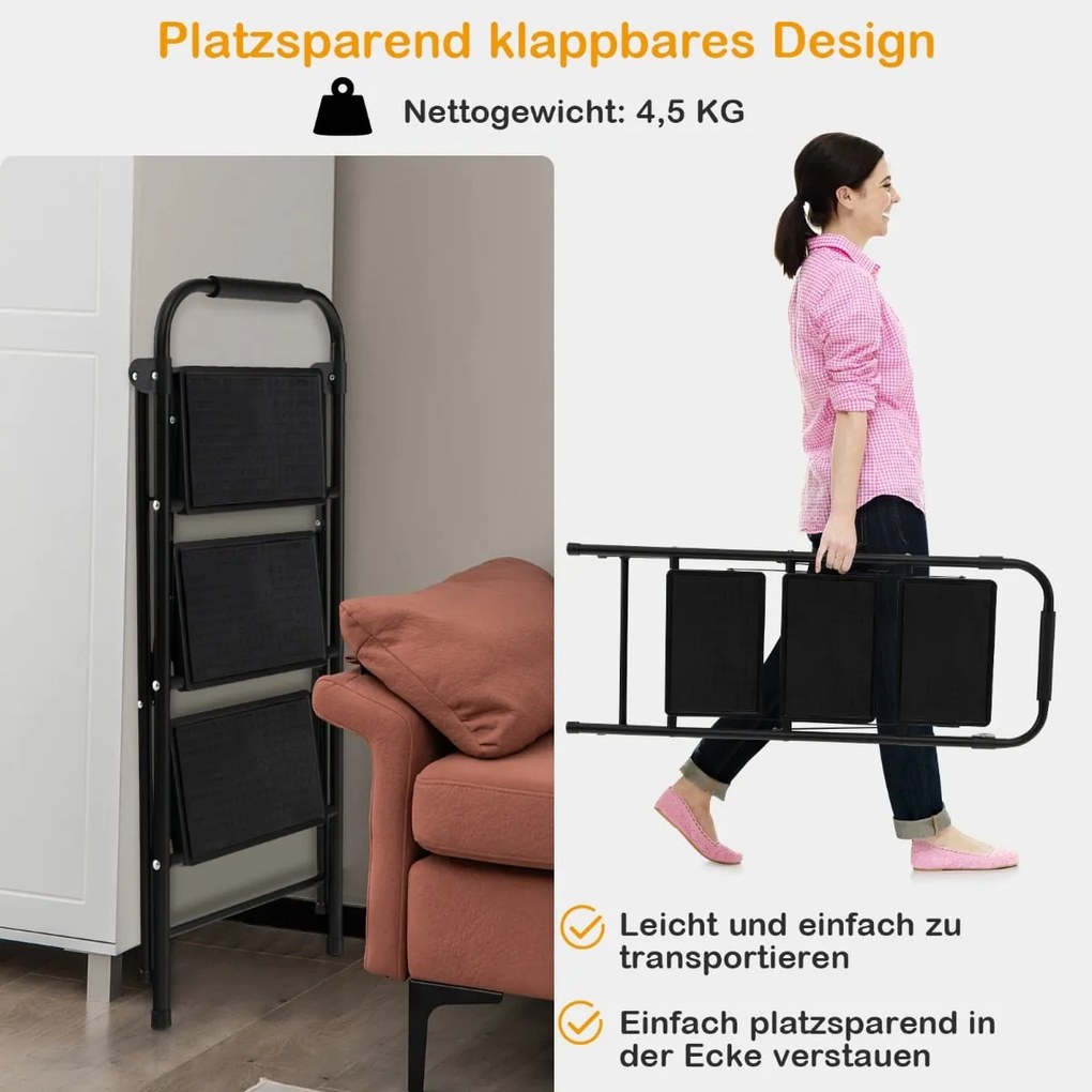 Costway Schůdkový žebřík se 3 schody skládací lezecká pomůcka s protiskluzovými