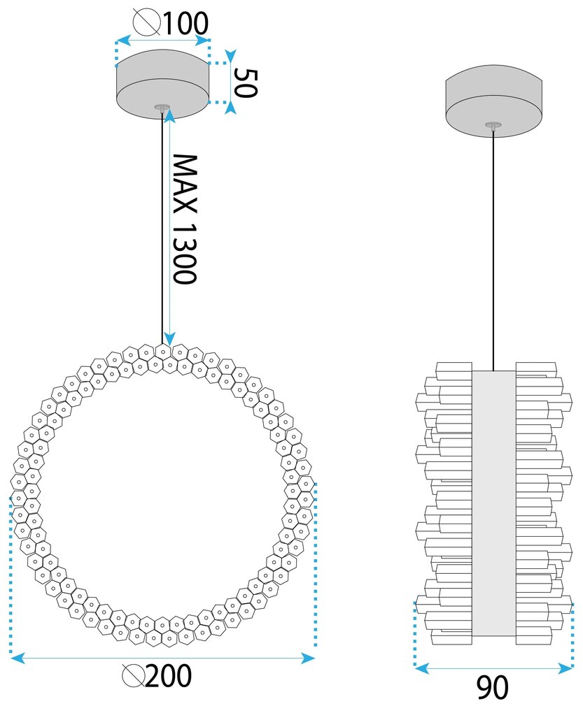 Toolight Toolight, závěsné LED osvětlení 20cm, 14W, 3000K, LHJ098-CP, zlatá, OSW-60043