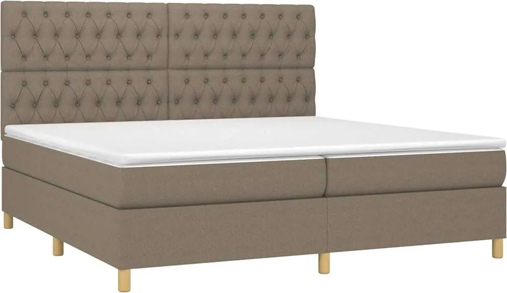 Box spring postel s matrací a LED taupe 200x200 cm textil 3135705