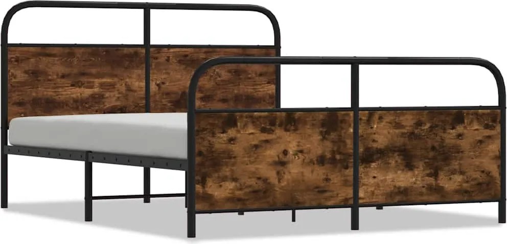 Kovový rám postele bez matrace kouřový dub 180 x 200 cm 3318639