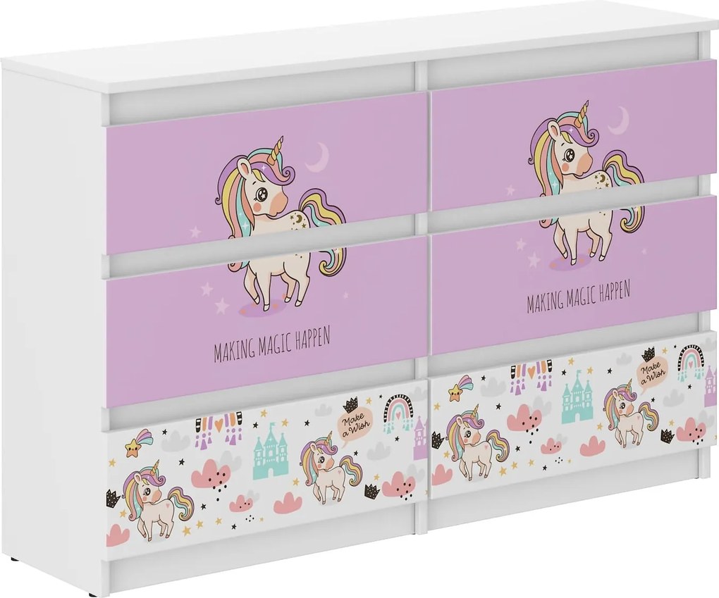 Wooden Toys Dětská komoda R-120 Růžový jednorožec