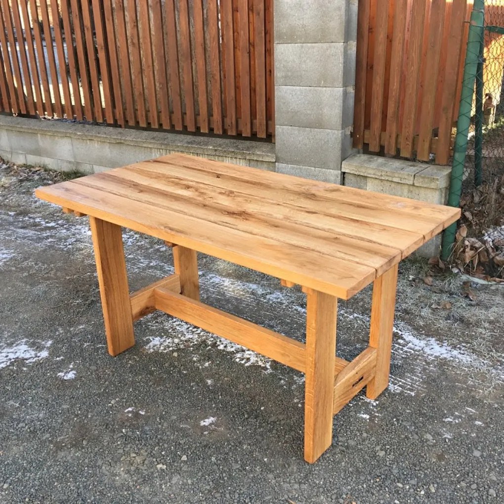 KULHÁNEK Přírodní stůl dubový Odstín nátěru: lazura - ořech, Velikost desky: 210x90 cm