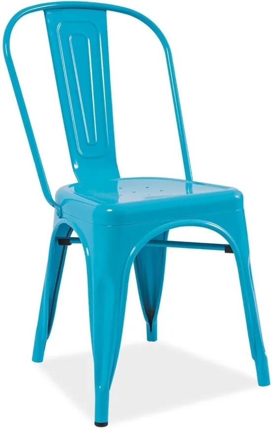 Jídelní kovová židle LOFT modrá
