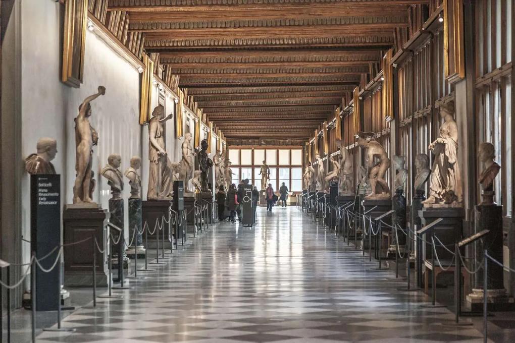 DIMEX | Samolepicí vliesová fototapeta na zeď Galerie Uffizi MA-5-0957 | 375 x 250 cm | béžová, hnědá