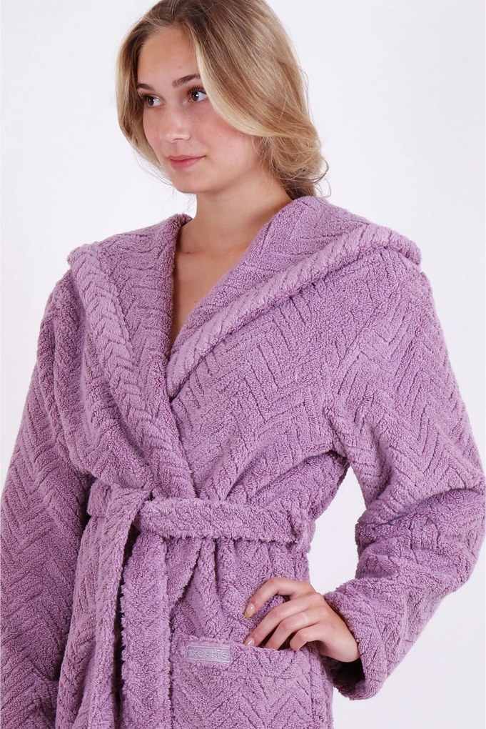 Bavlněný župan Athena s kapucí fialková 31 16 4605 - XXL