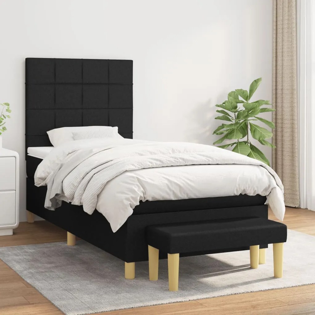 Box spring postel s matrací černá 100 x 200 cm textil 3137135