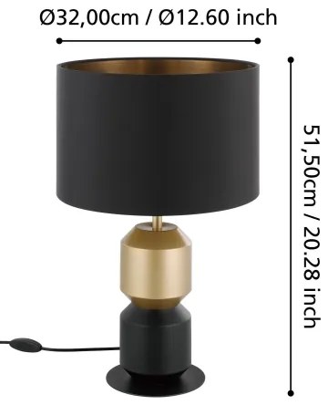 Eglo 390188 - Stolní lampa LAURIGNANO 1xE27/40W/230V černá/zlatá