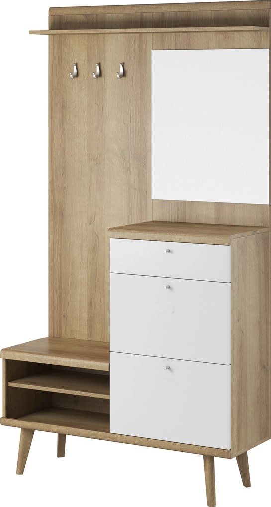 PSK Předsíňová stěna PORO, Dub Riviera/Bílá 110 cm