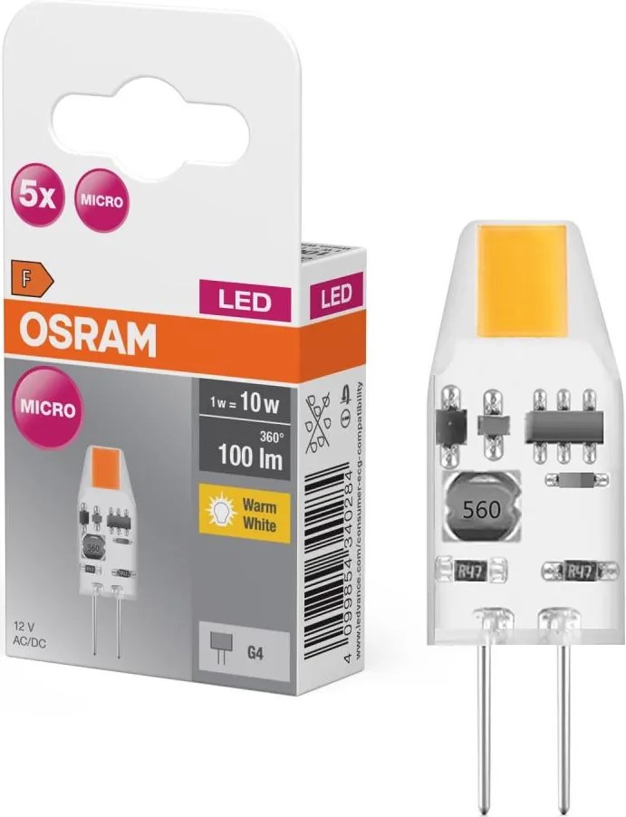 SADA 5x LED Žárovka PIN MICRO G4/1W/12V 2700K - Osram