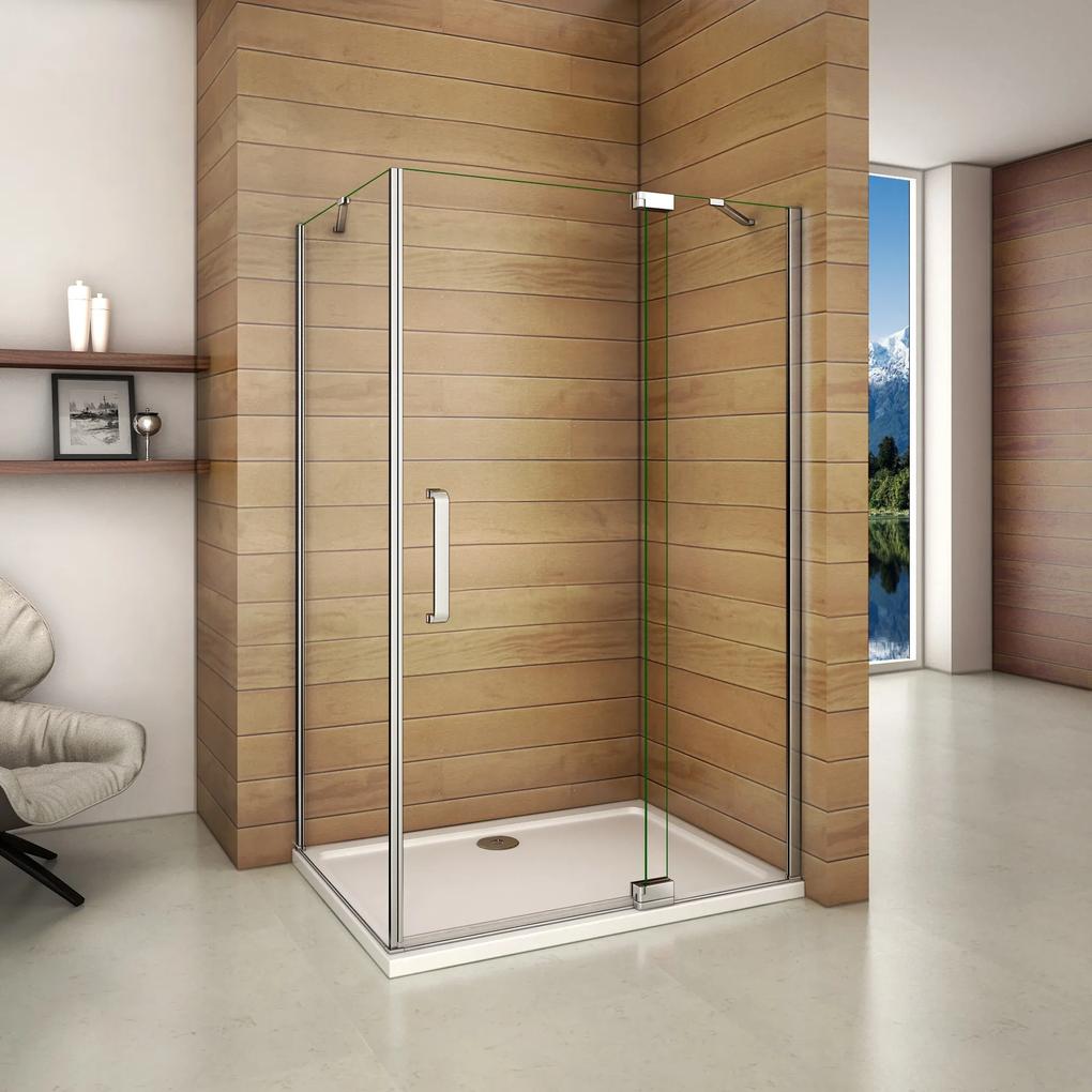 Čtvercový sprchový kout AIRLINE A1 90 cm s jednokřídlými dveřmi s pevnou stěnou včetně sprchové vaničky z litého mramoru