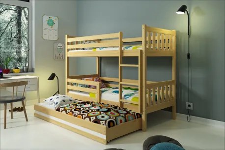 Patrová postel CARINO s přistýlkou včetně matrací (Borovice)