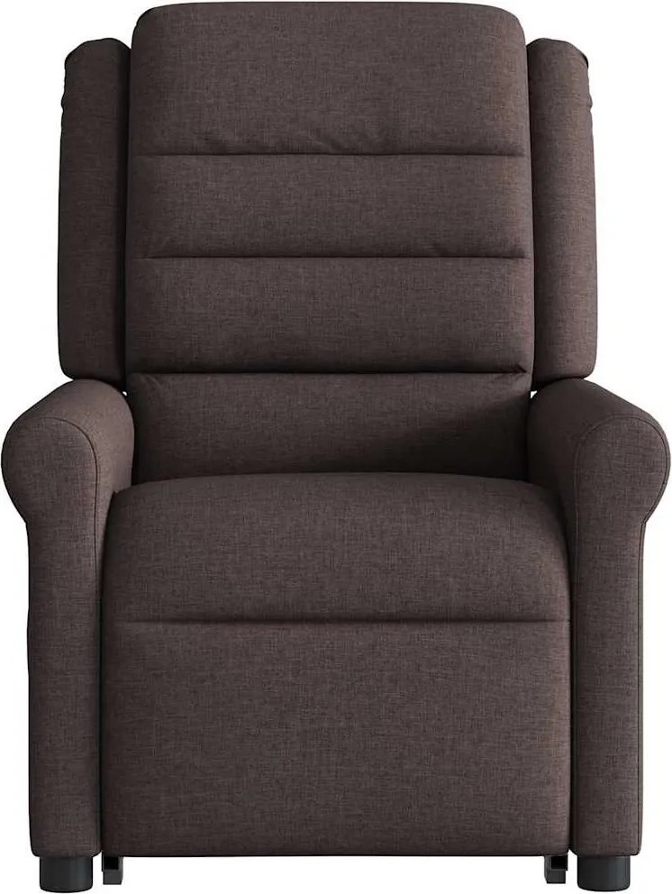 Zvedací masážní polohovací křeslo tmavě hnědé textil 3303329
