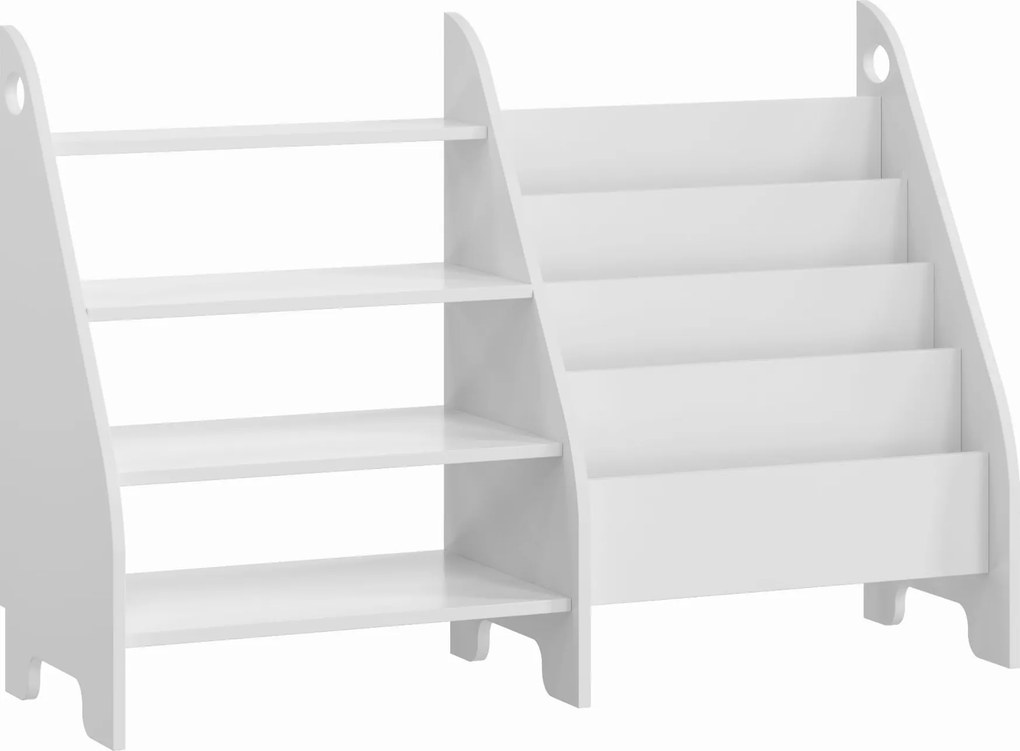 Wooden Toys Montessori regál pro děti Knihovna na knihy Organizér 2 v 1