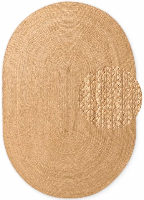 Koberec Hanse Home Jute Braided Rangpur naturální / zlatý ovál