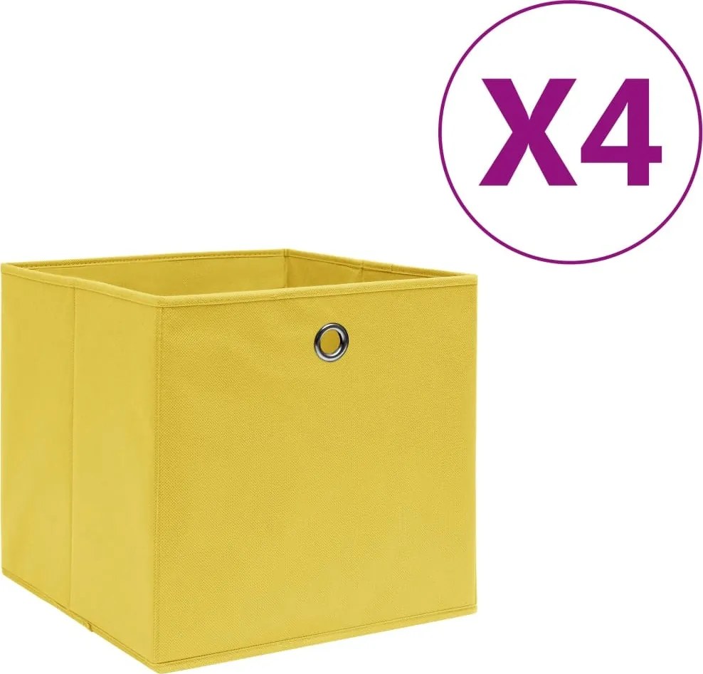 vidaXL Úložné boxy 4 ks netkaná textilie 28 x 28 x 28 cm [325188] Barva: Žlutá