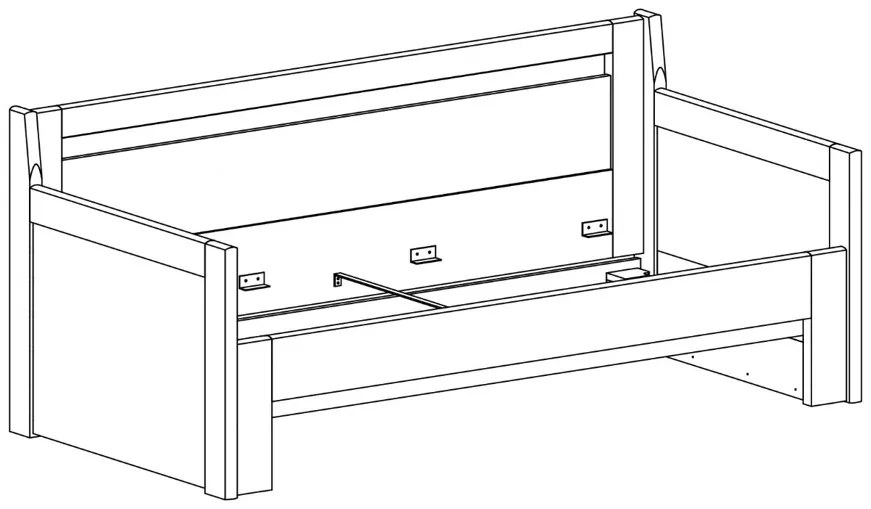 BMB Postel Tandem ORTHO s područkami - masivní buk Moření: Tmavý ořech, Provedení: oblé, Rozměr: 90/180 x 200 cm