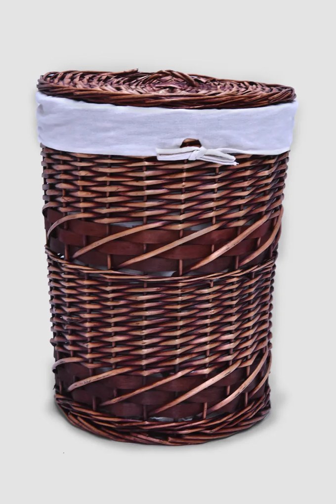 Vingo Hnědý kulatý proutěný koš na prádlo s víkem Rozměry (cm): průměr 32, v. 40