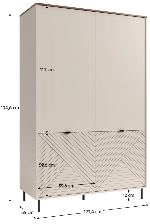 Kondela Skříň, kašmír/dub castello, EYCO 4D