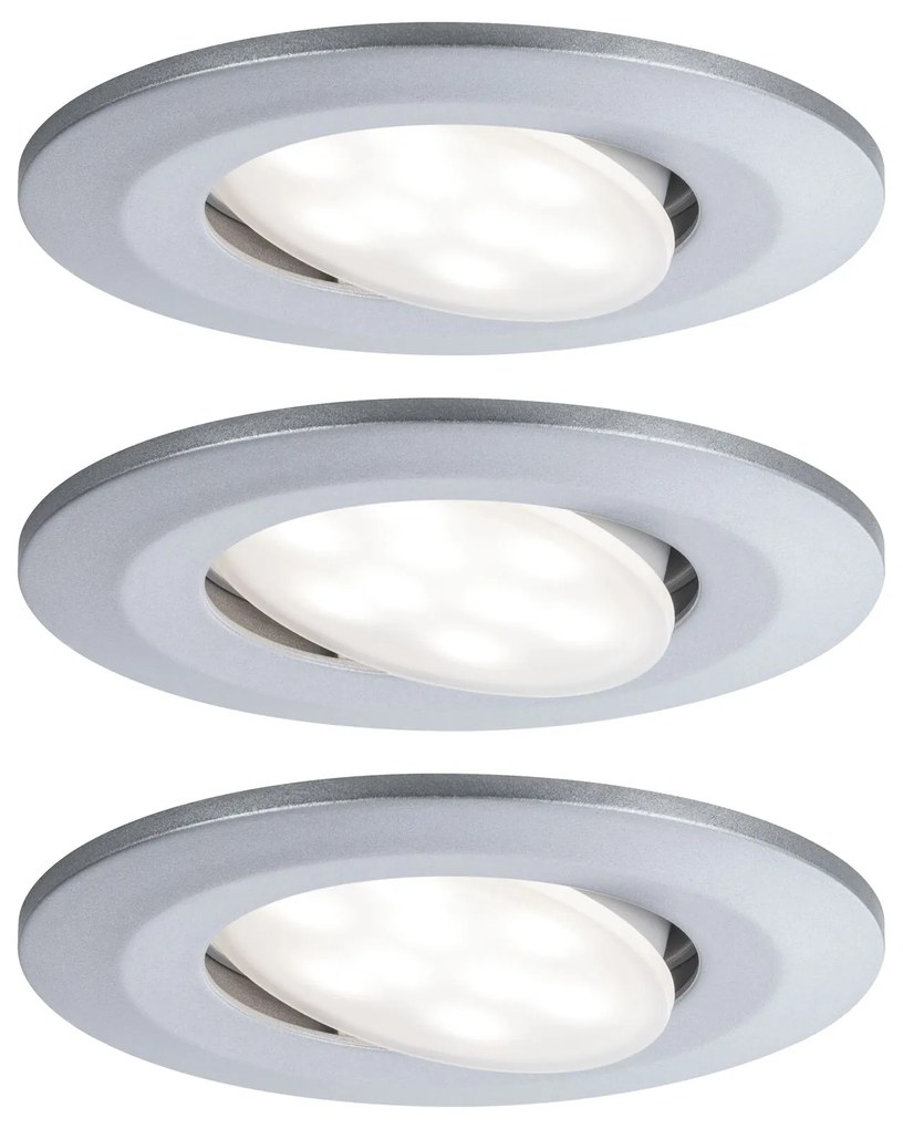 Paulmann 99933 Calla, set kulatých výklopných bodovek v úpravě kartáčovaný hliník, 3x5,2W LED 4000K, stmívatelné, prům.9cm, IP65
