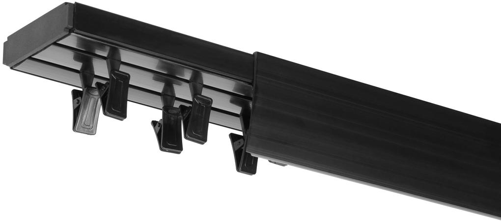 Dekodum Stropní kolejnice z PVC dvouřadá černé s krytem Délka: 130 cm, Typ přichycení: háčky