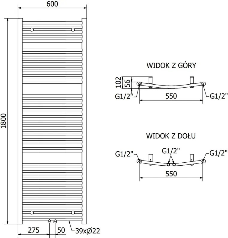 Mexen Ares elektrický radiátor 1800 x 600 mm, 900 W, antracit - W102-1800-600-2900-66
