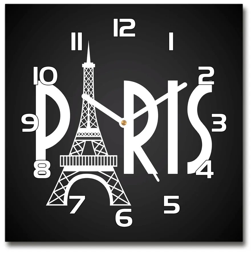 Wallmuralia Skleněné nástěnné hodiny čtverec Paříž 30x30 cm