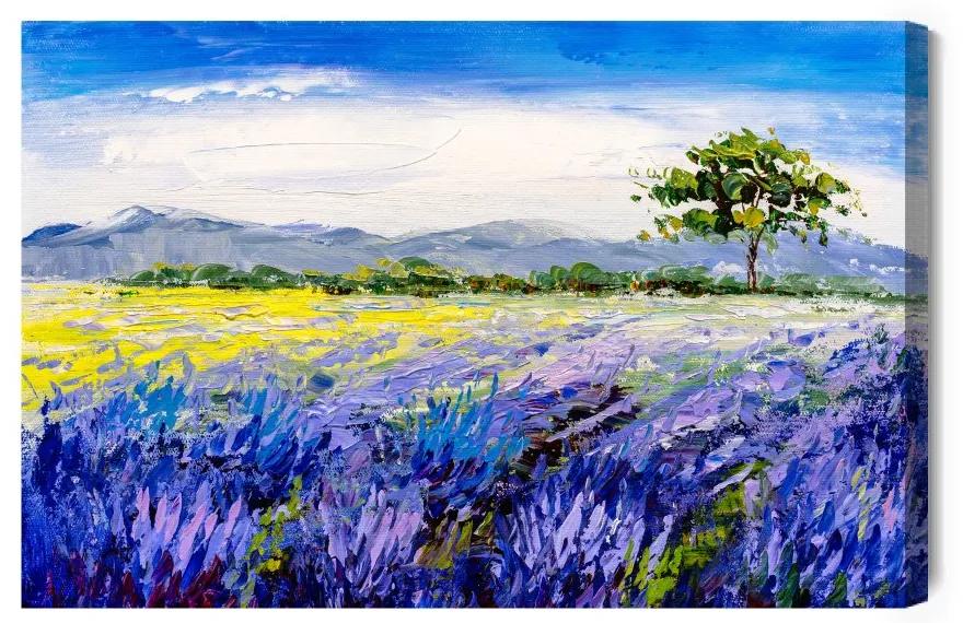 Obraz Malování Levandulových Polí Nedostatek Nedostatek Plátno Canvas 90x60