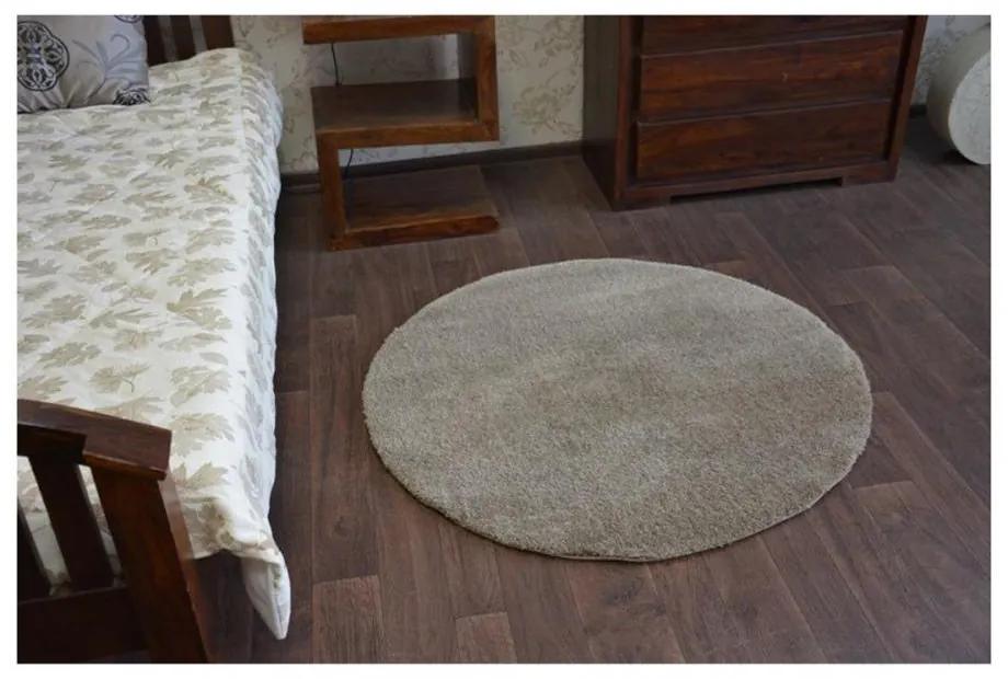 Luxusní kusový koberec Shaggy Azra béžový kruh 100cm