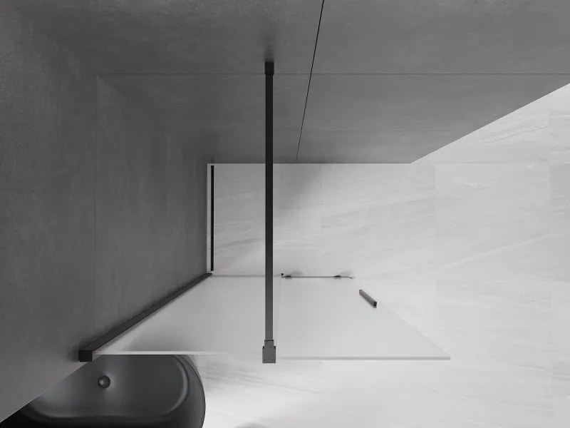 Mexen Velar, sprchová zástěna s posuvnými dveřmi Walk-in 100 x 200 cm, 8mm sklo námraza, černá matná, 871-100-000-33-70
