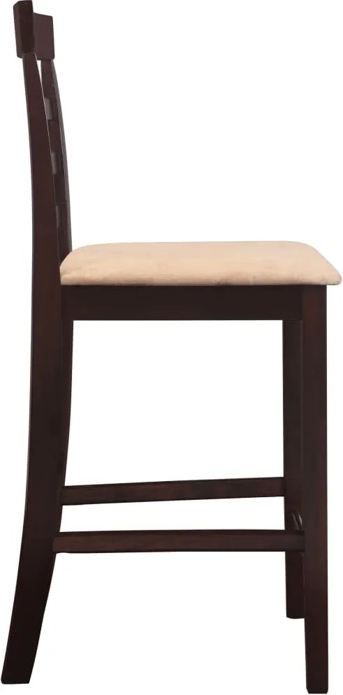 Hnědo-béžová dřevěná barová židle | sada 2 ks