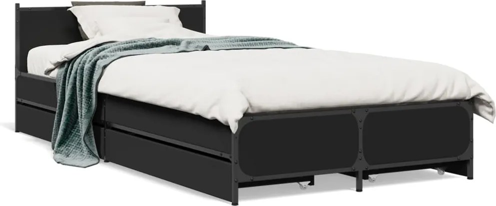 Rám postele se zásuvkami černý 75 x 190 cm kompozitní dřevo 3279972
