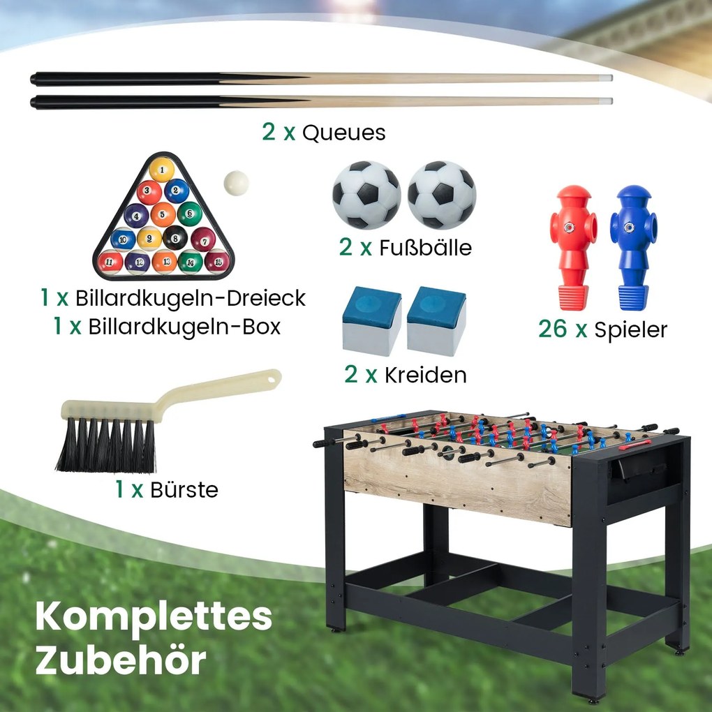 Costway 2 v 1 Multifunkční otočný herní stůl se stolním fotbalem a kulečníkem