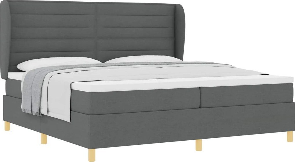 Postel s boxspringem s matrací Tmavě šedá 200 x 200 cm textil 3340712