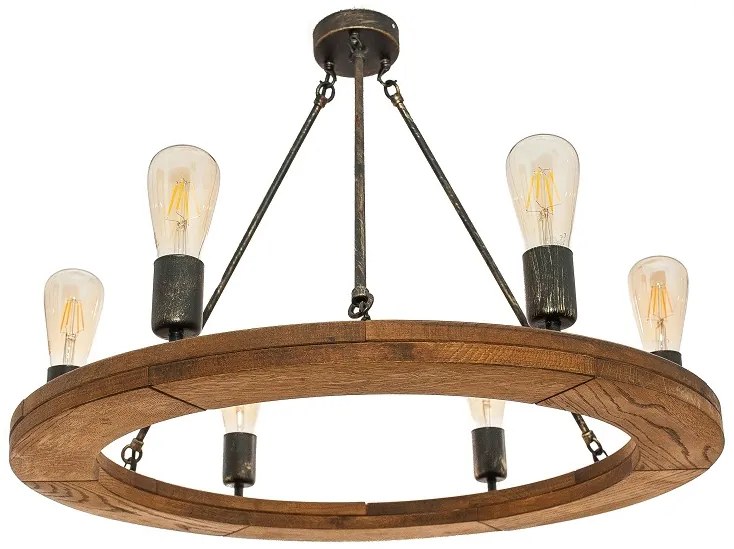 Rustikální lustr Wood DT-K-70-6Z