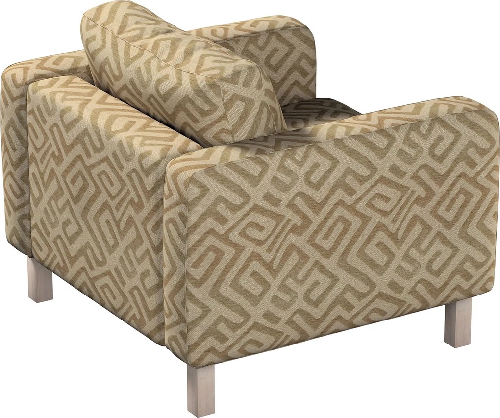 Potah na křeslo IKEA Karlstad, krátký barva béžová látka pletený vzor, vzorované