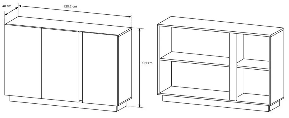 ARCO | komoda 138 3D | 138,2 cm | PUSH OPEN | bílá mat/lesk/dub grandson
