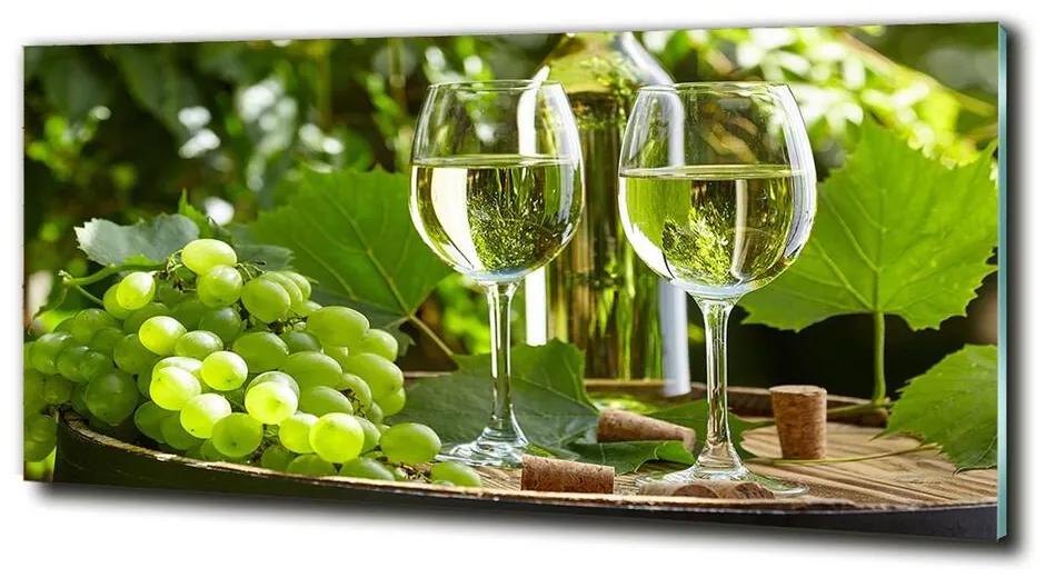 Wallmuralia Foto obraz sklo tvrzené Bílé víno a ovoce 125x50 cm