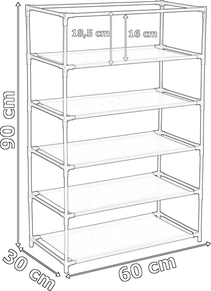 Textilní skříň na boty MONA - hnědá