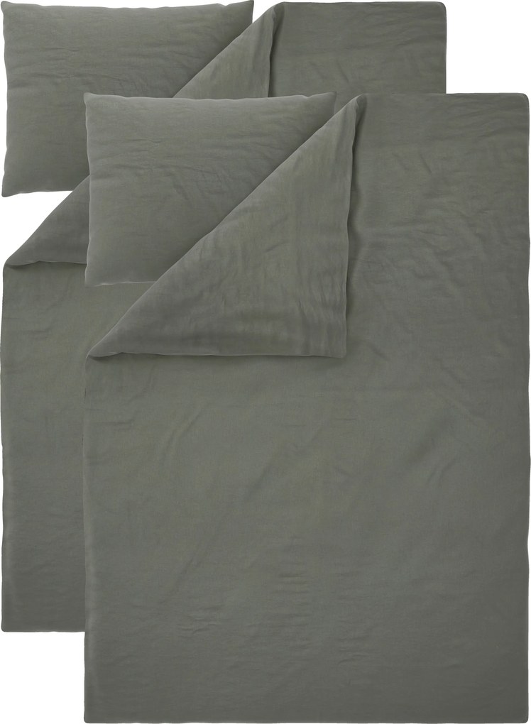 Livarno® Sada ložního povlečení s podílem lnu, 140 x 200 cm, 70 x 90 cm, 2dílná, zelená