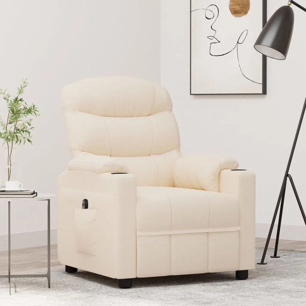 Elektrické polohovací křeslo krémové textil 3143500