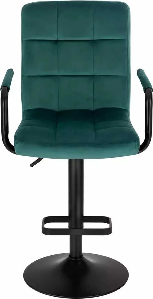 LuxuryForm DESIGN Barová židle VERONA BLACK VELUR na černé kulaté podstavě - zelená