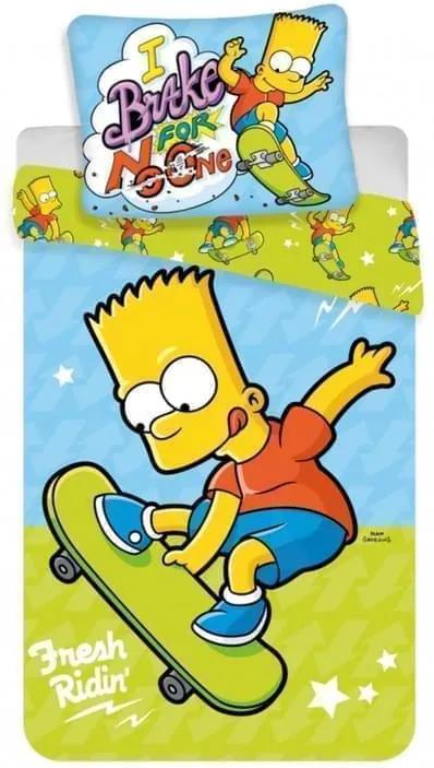 DekorTextil Ložní dětské povlečení bavlněné Simpsons a skateboard - 140 x 200 cm + 70 x 90 cm