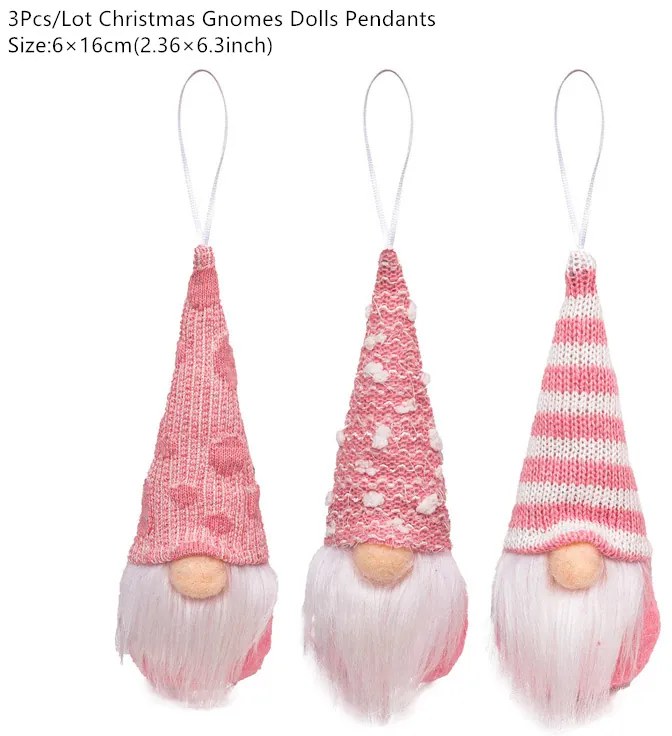 Vánoční dekorace - vánoční skřítek na stromeček Barva: Doll-690--Pink 3Pcs