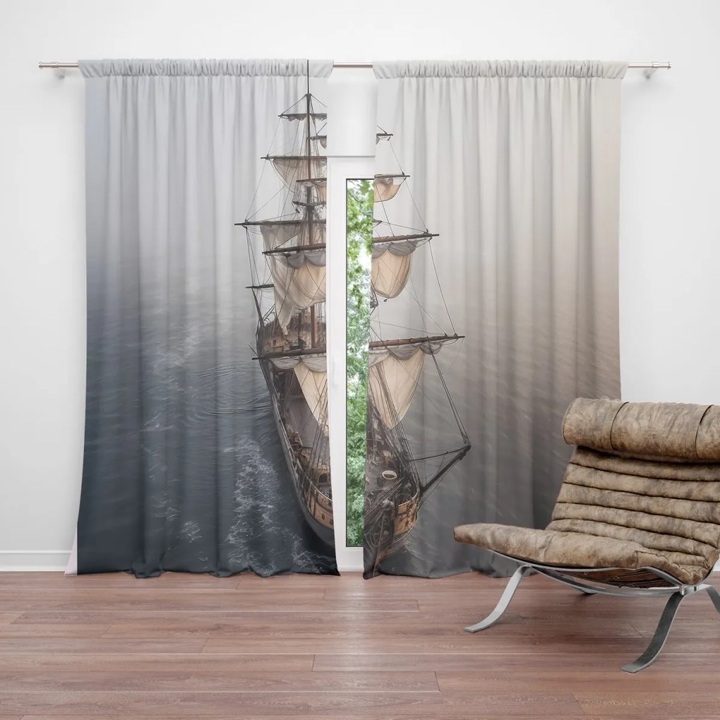 Sablio Závěs Plachetnice na klidném moři: 2ks 140x250cm