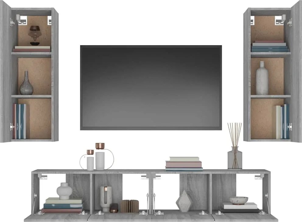 4dílný set TV skříněk šedý sonoma kompozitní dřevo 3114204