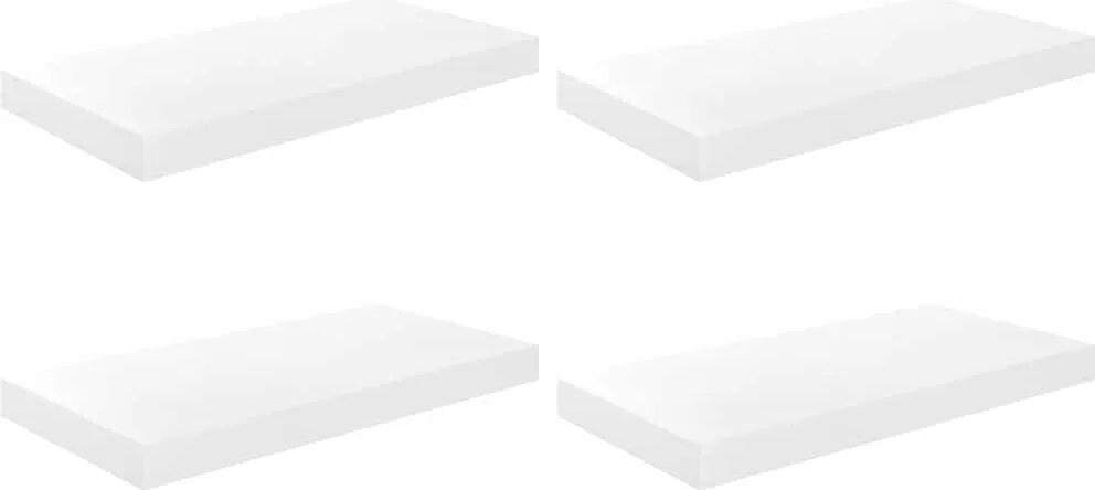 Plovoucí nástěnné police 4 ks bílé vysoký lesk 50x23,5x3,8 cm MDF 323747