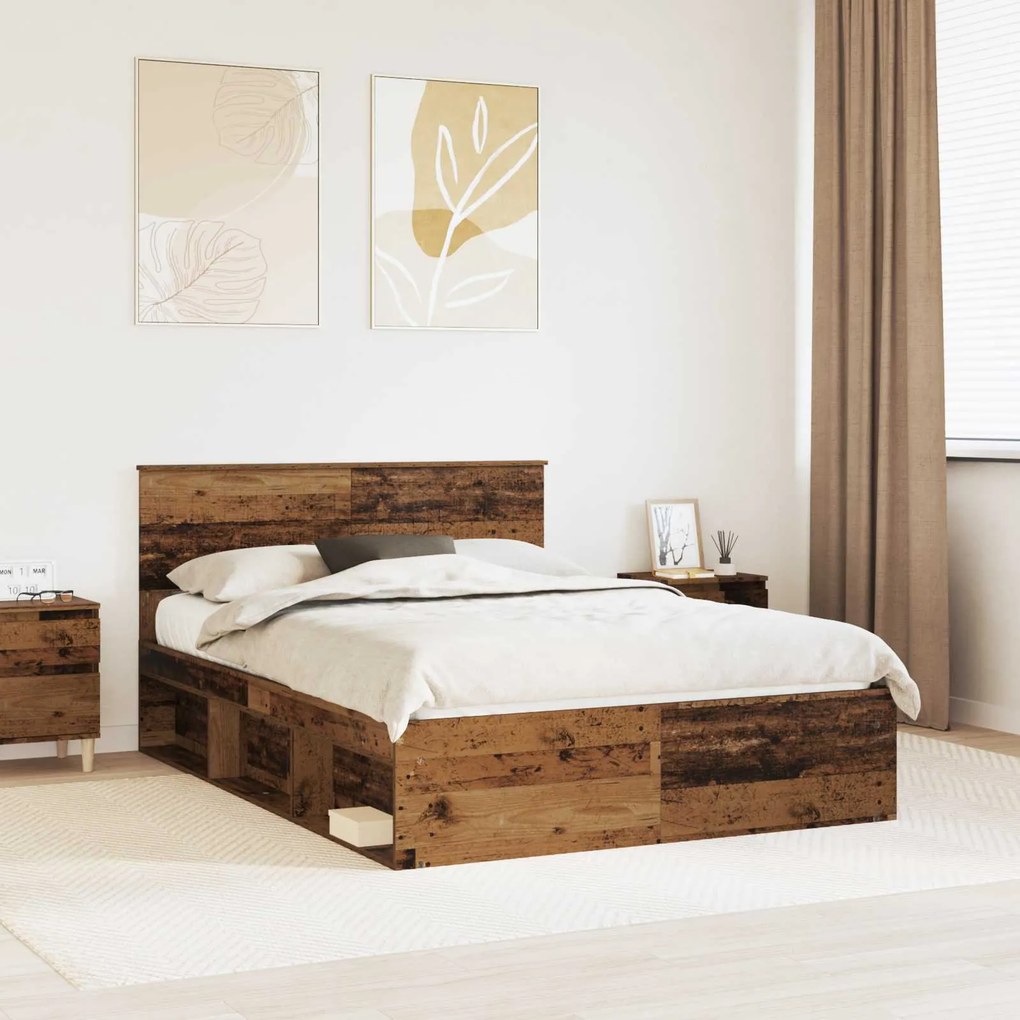 Rám postele Staré dřevo 135 x 190 cm Masivní borové dřevo 3410616