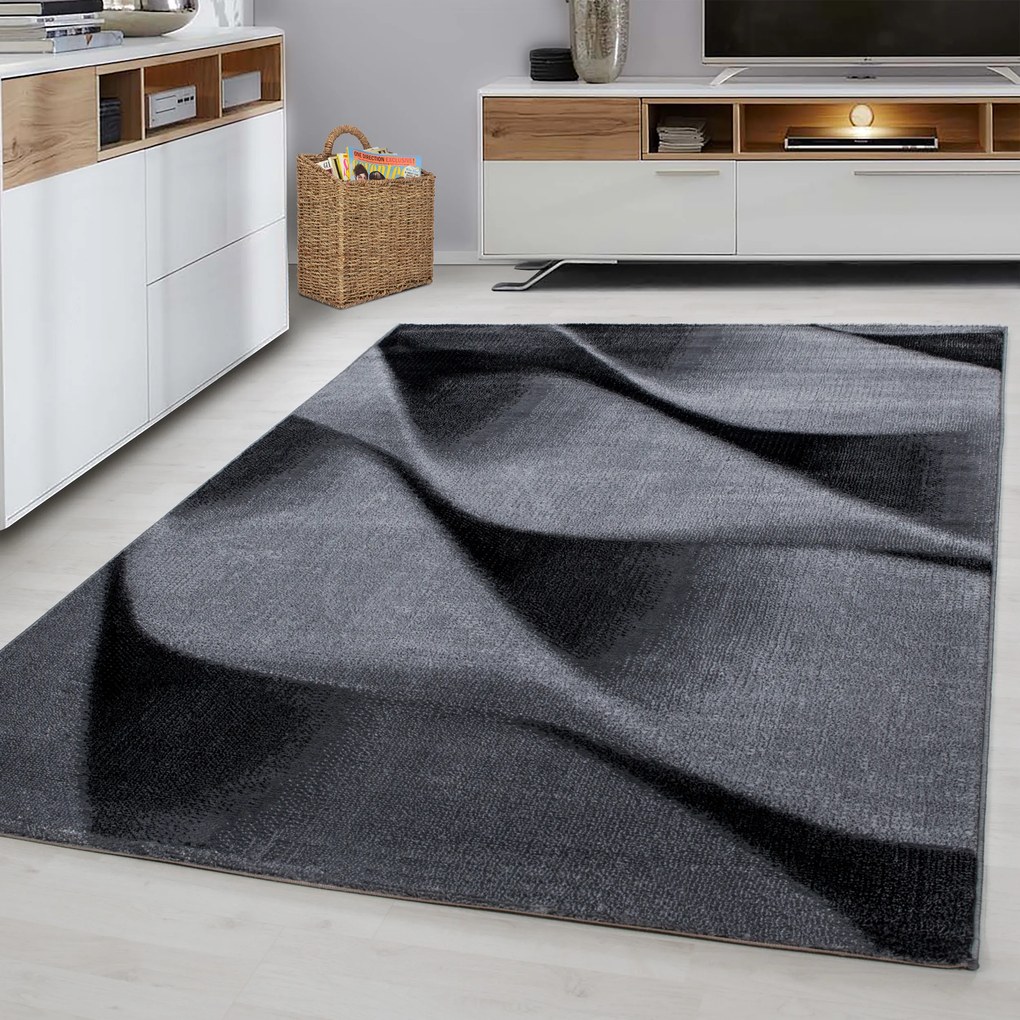 Ayyildiz, Kusový koberec Parma 9240 black, 80x300, šedá, chodba / předsíň