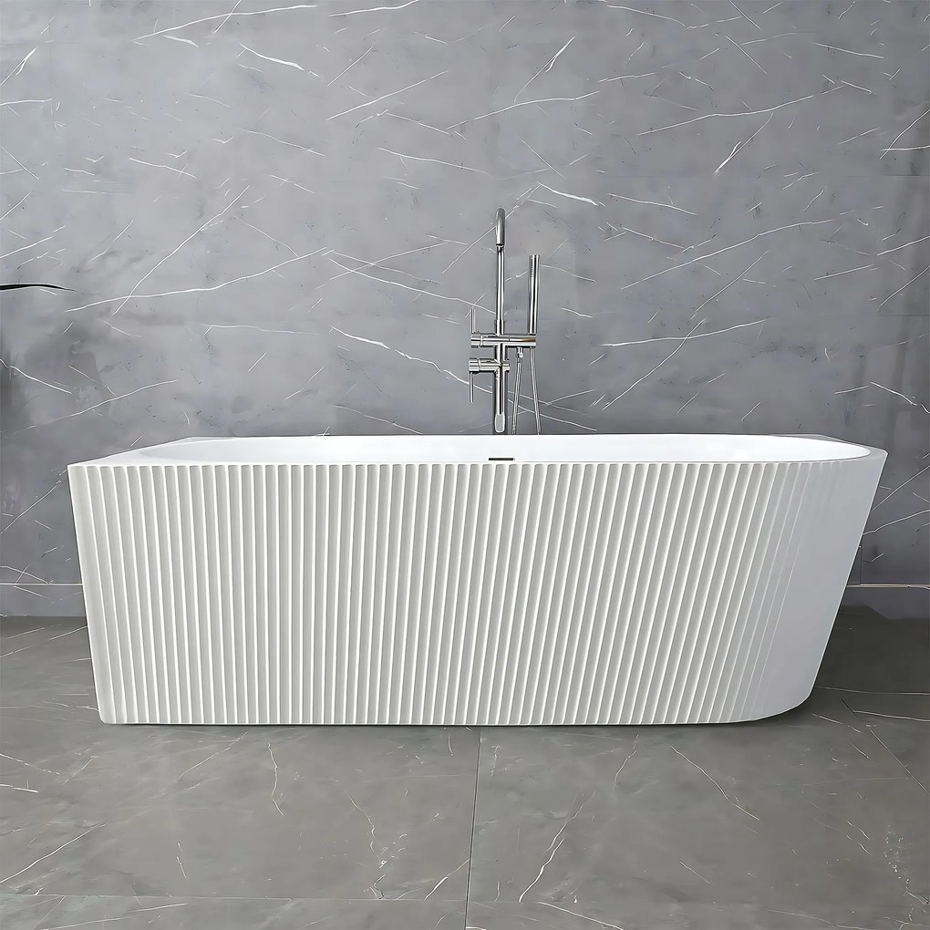 Rea Wenus, akrylová rohová vana 1700x800x575 mm, levá, bílá se zlatou matnou odtokovou zátkou, KPL-W7129